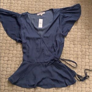 LOFT | Tops | Loft Blue Wrap Blouse | Poshmark